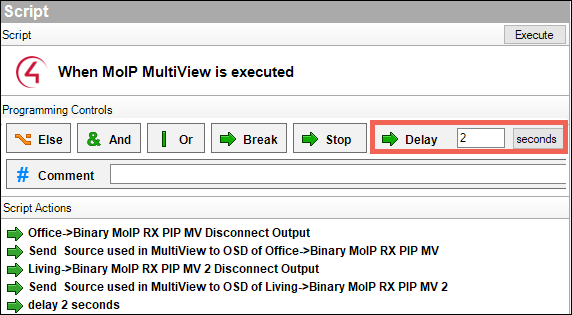 Configuring MultiView (MV) in Control4 for B-960 MoIP Receivers